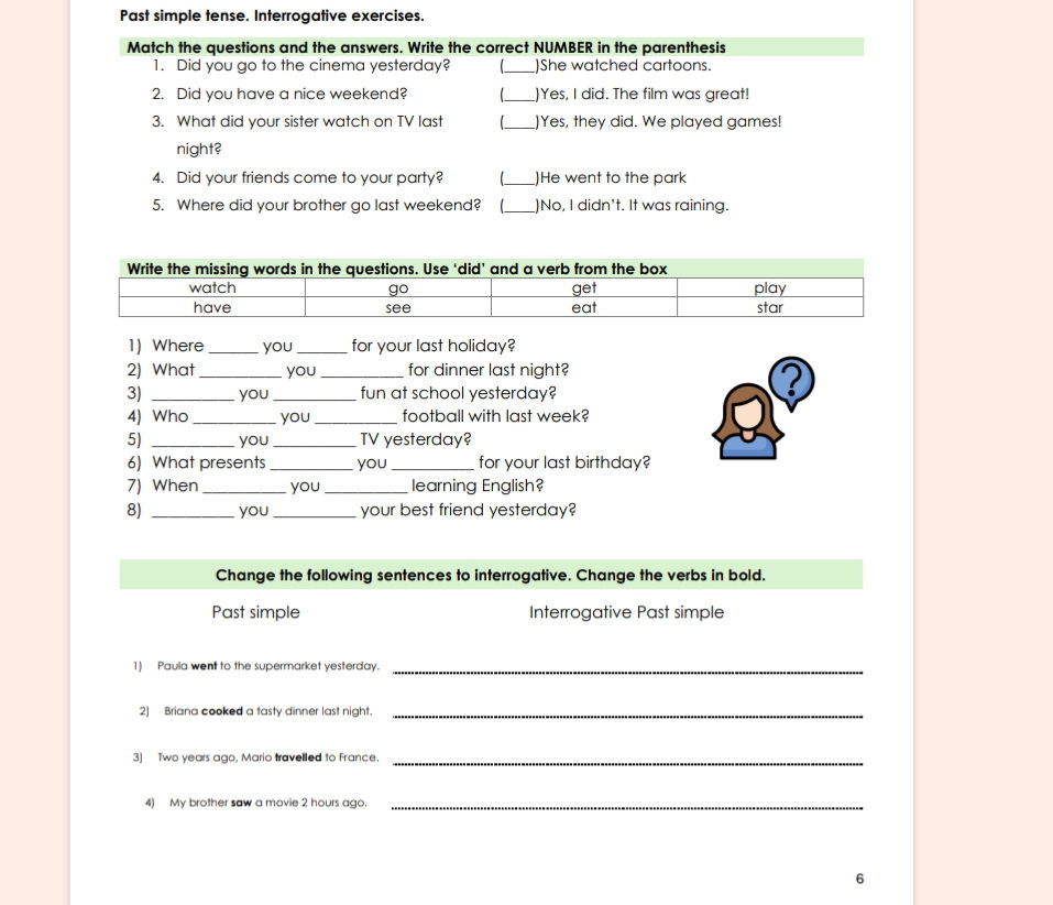 Past simple tense. Interrogative exercises. | StudyX