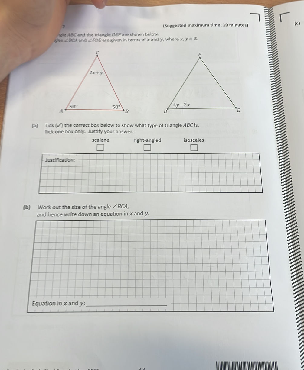 Consider the following triangles: ``` A | StudyX