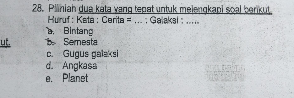 28. Pilihlah dua kata yang tepat untuk | StudyX