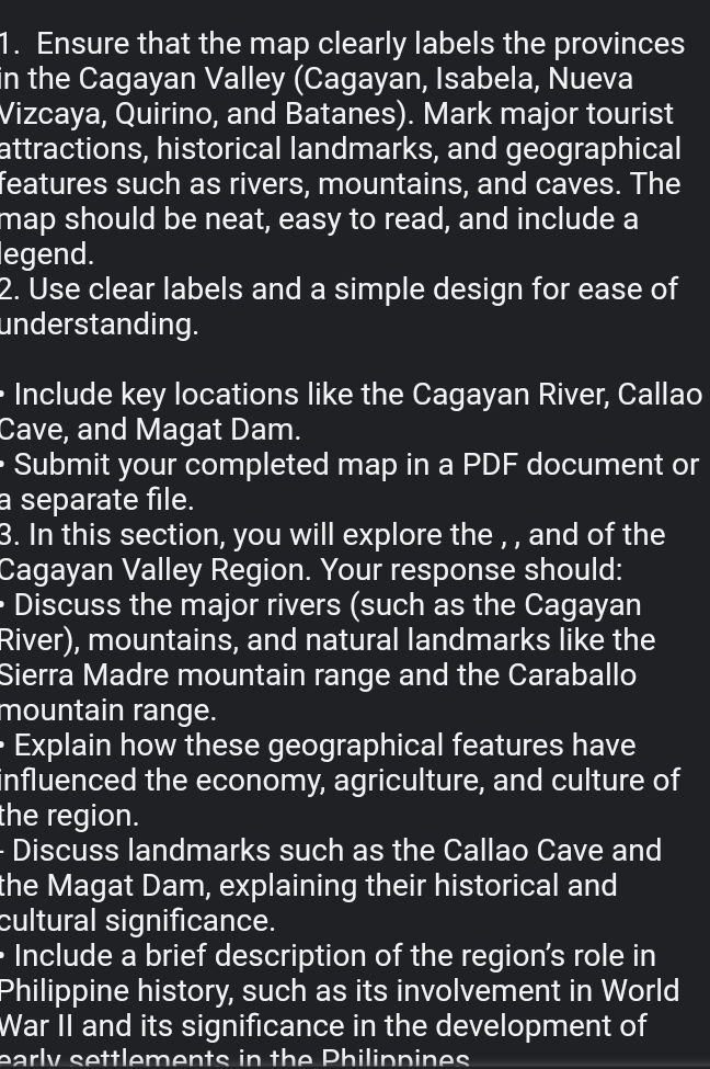 1. Ensure that the map clearly labels the | StudyX