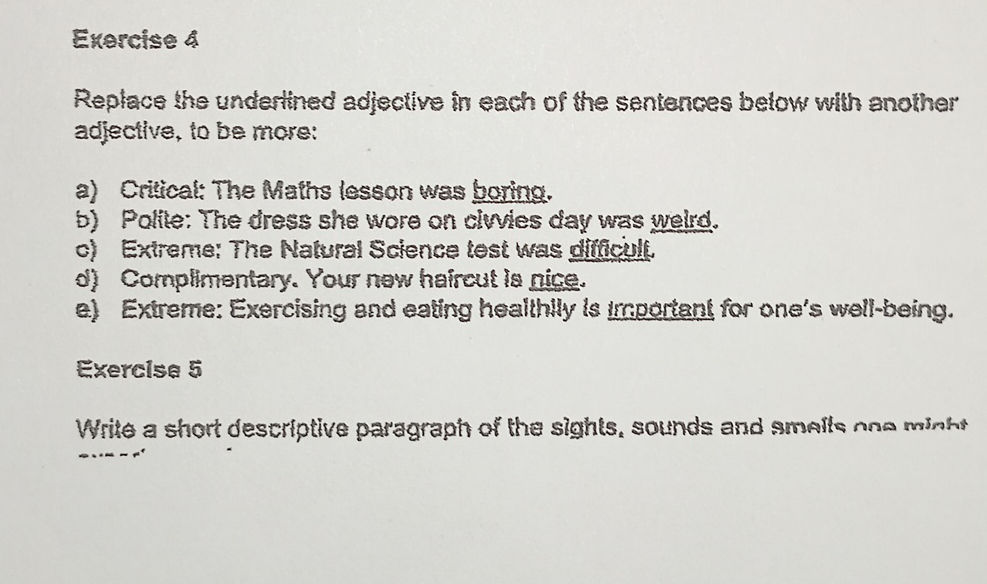 Exercise 4 Replace the underlined adjective | StudyX