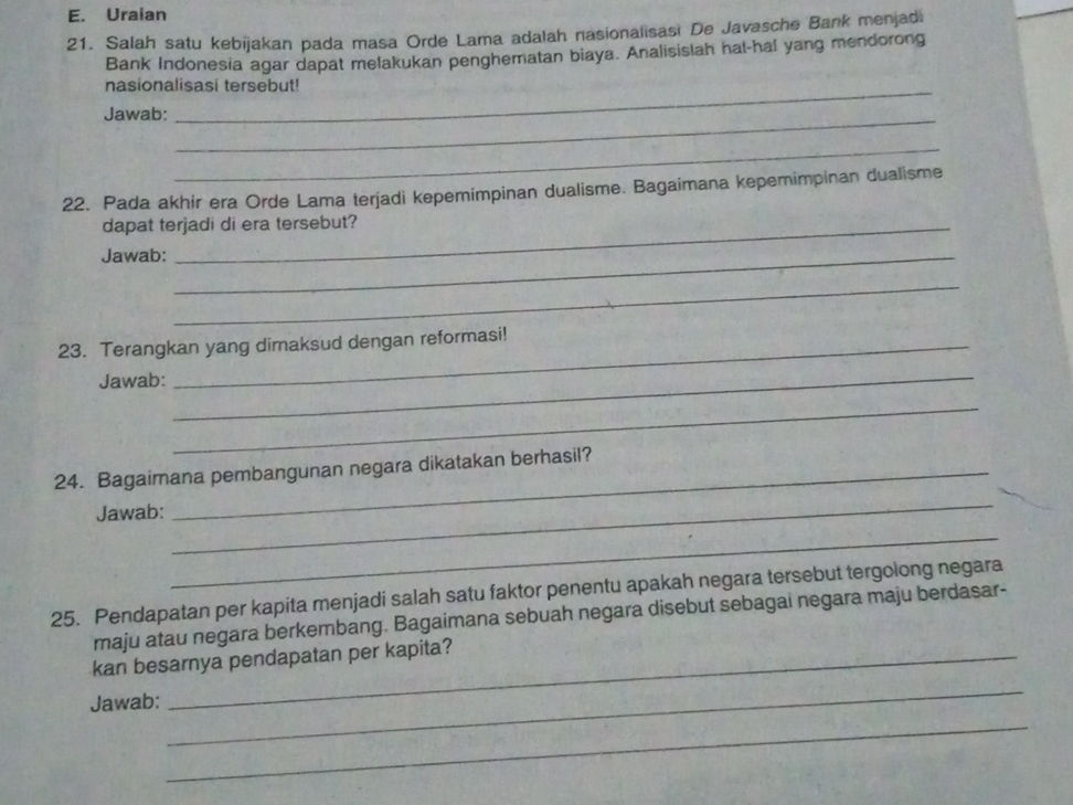 21. Salah satu kebijakan pada masa Orde Lama | StudyX