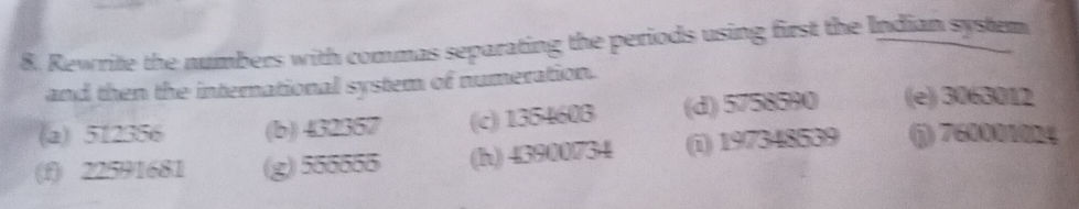 8. Rewrite the numbers with commas | StudyX