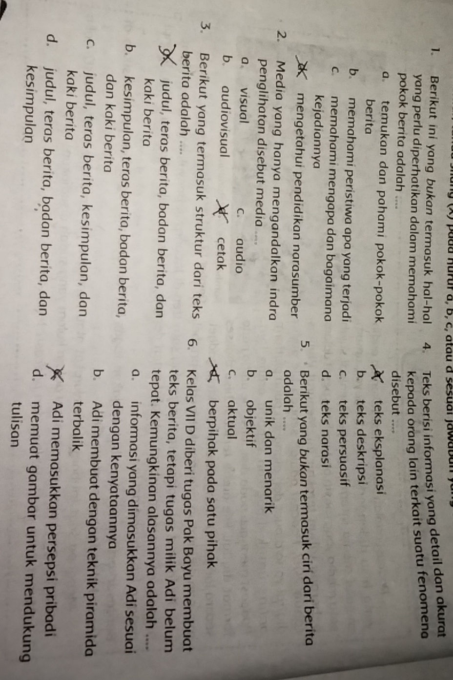 1. Berikut ini yang bukan termasuk hal-hal | StudyX