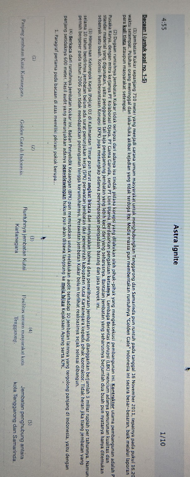 1. Paragraf pertama pada bacaan di atas | StudyX