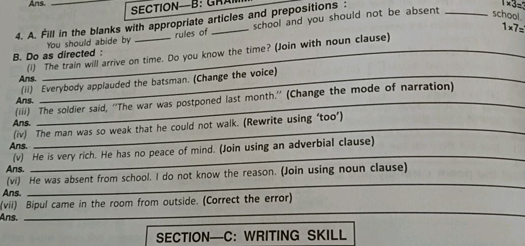 4. A. Fill in the blanks with appropriate | StudyX