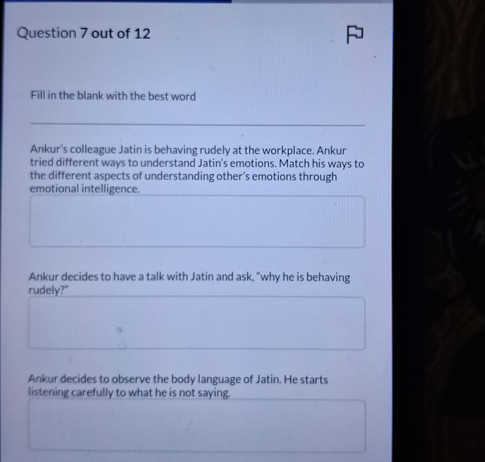 Question 7 out of 12 Fill in the blank with