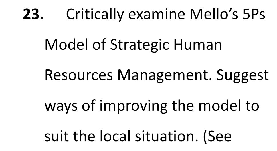23. Critically examine Mello's 5Ps Model of | StudyX