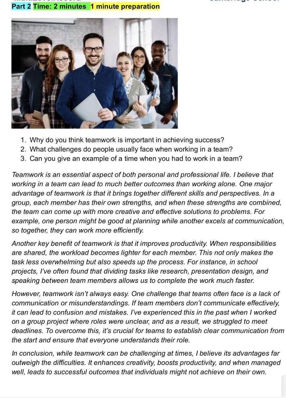 1. Why do you think teamwork is important in | StudyX