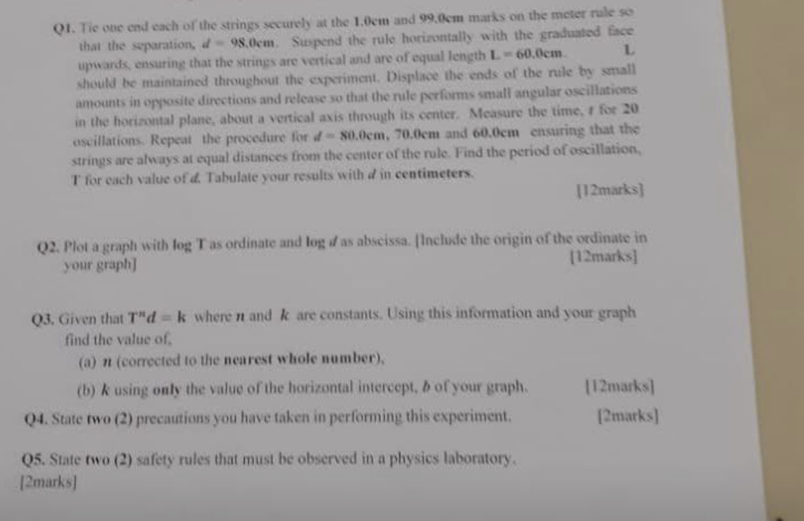 Q1. Tie one end each of the strings securely | StudyX