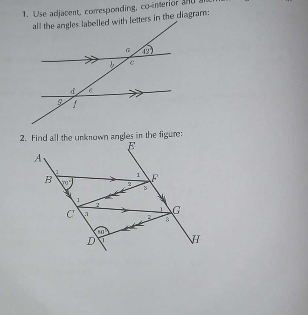 1. Use adjacent, corresponding, co-interior | StudyX
