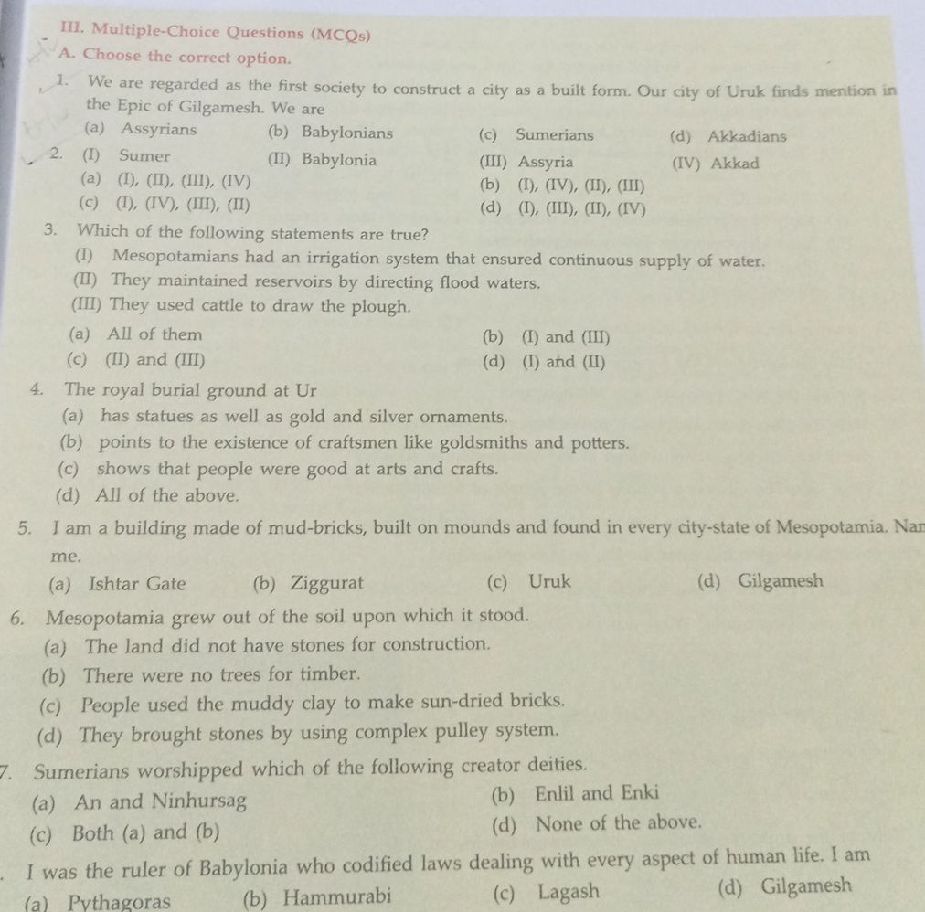 III. Multiple-Choice Questions (MCQs) A. | StudyX