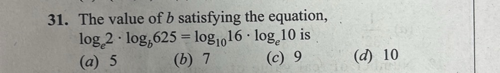 31. The value of $b$ satisfying the | StudyX