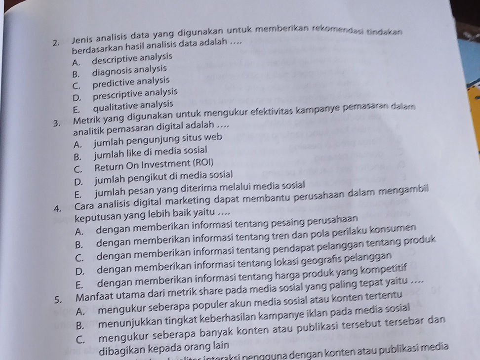 2. Jenis analisis data yang digunakan untuk | StudyX