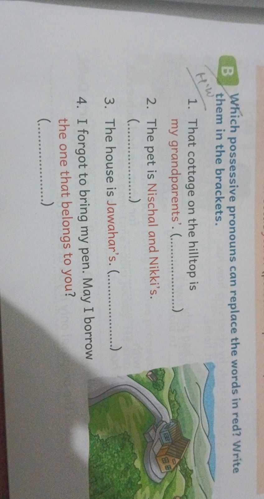 B Which possessive pronouns can replace the | StudyX