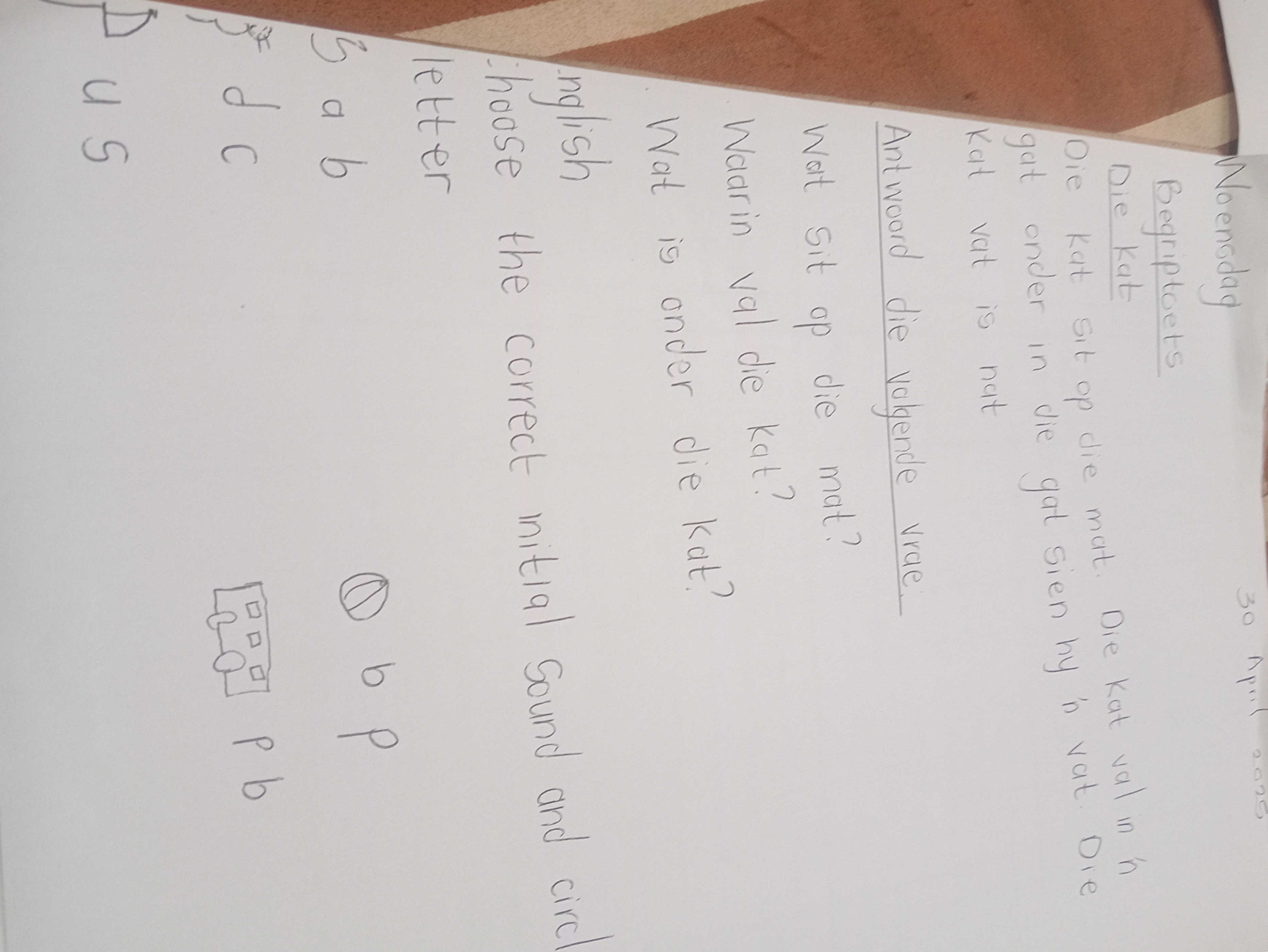 Die Kat Sit op die mat. Die Kat val in 'n | StudyX