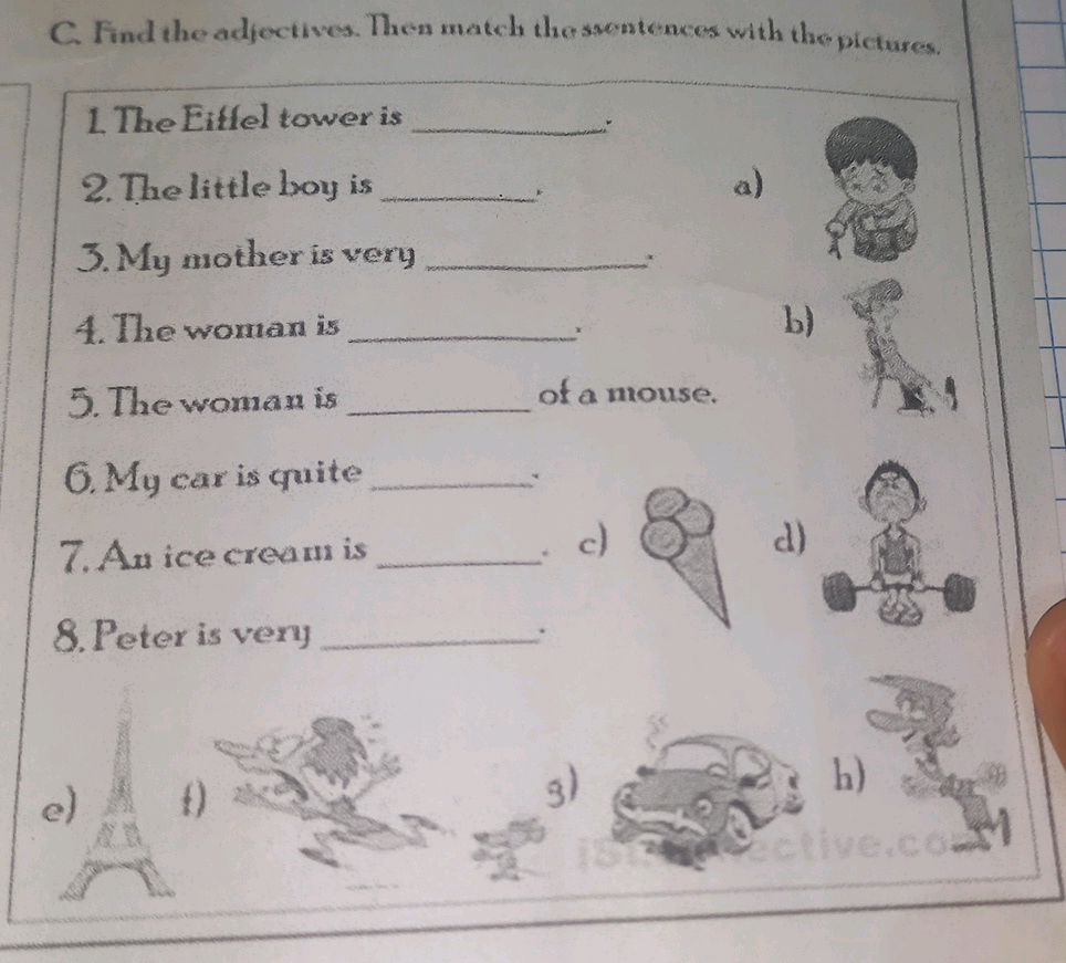 C. Find the adjectives. Then match the | StudyX