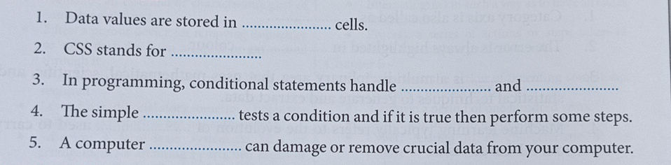 1. Data values are stored in ......... | StudyX