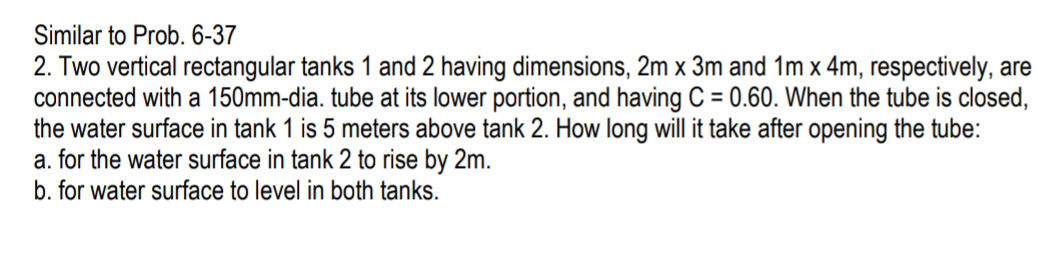 2. Two vertical rectangular tanks 1 and 2 | StudyX