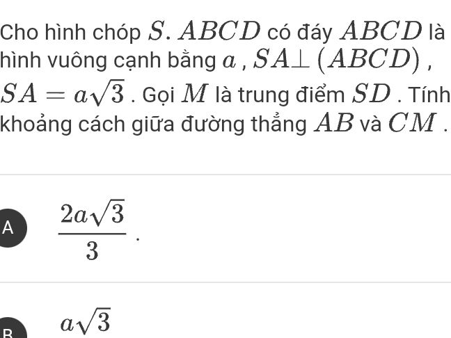 Cho hình chóp S. ABCD có đáy ABCD là hình | StudyX