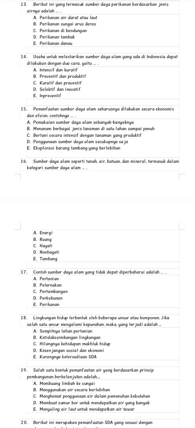 13. Berikut ini yang termasuk sumber daya | StudyX