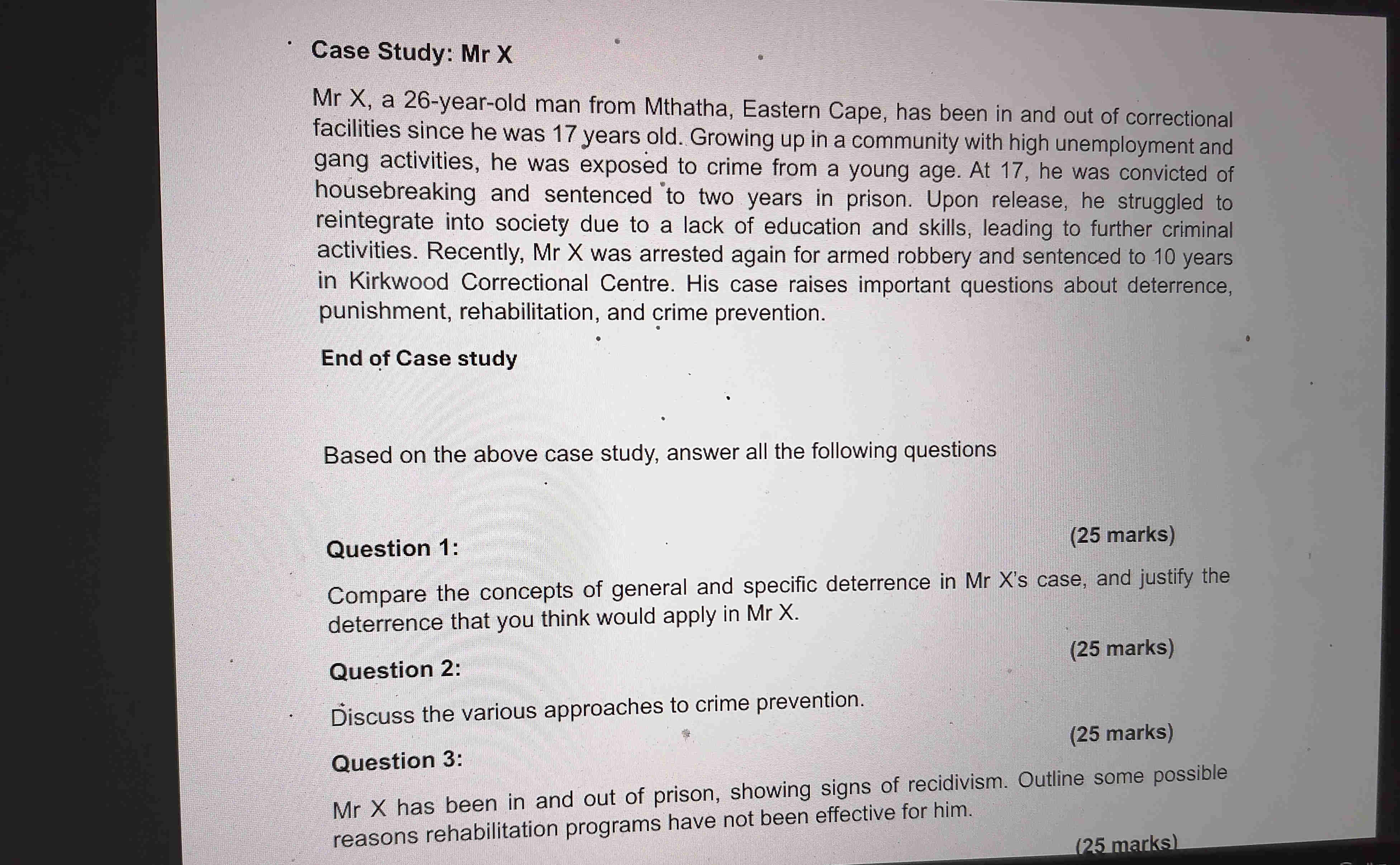 Case Study: Mr X Mr X, a 26-year-old man | StudyX