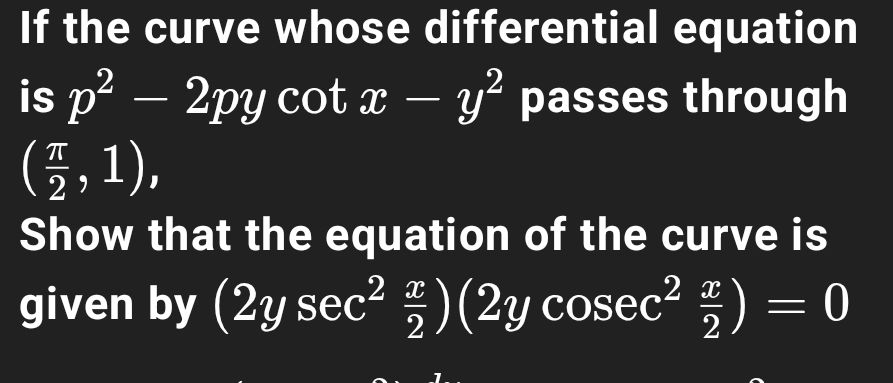 If the curve whose differential equation is | StudyX
