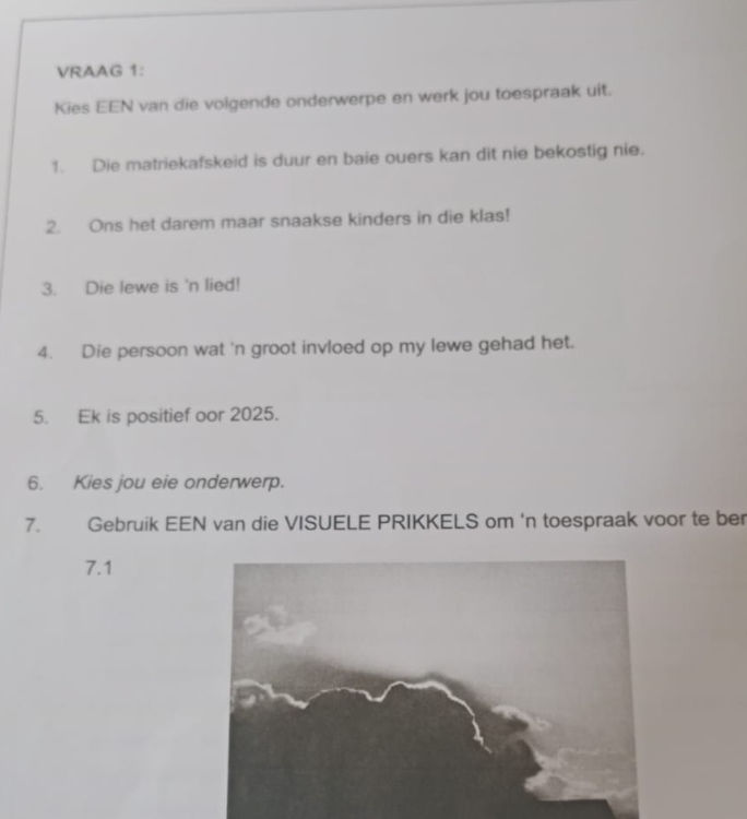VRAAG 1: Kies EEN van die volgende | StudyX