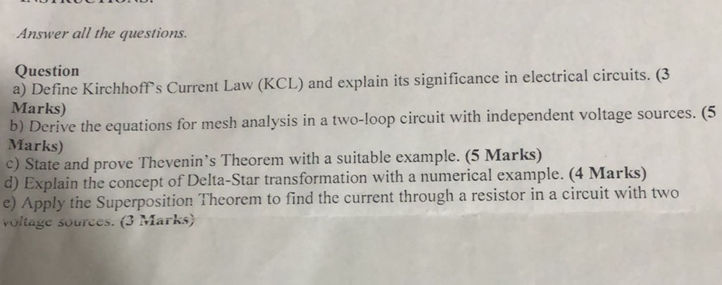 a) Define Kirchhoff's Current Law (KCL) and | StudyX