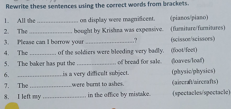 Rewrite these sentences using the correct | StudyX
