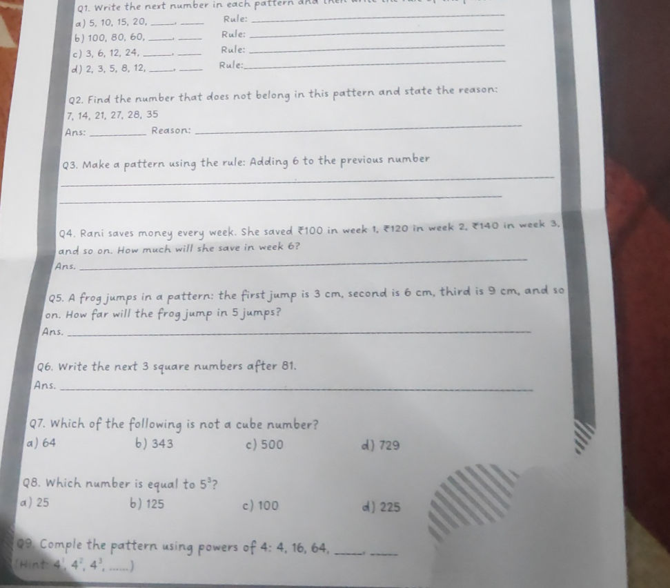 Q1. Write the next number in each pattern | StudyX