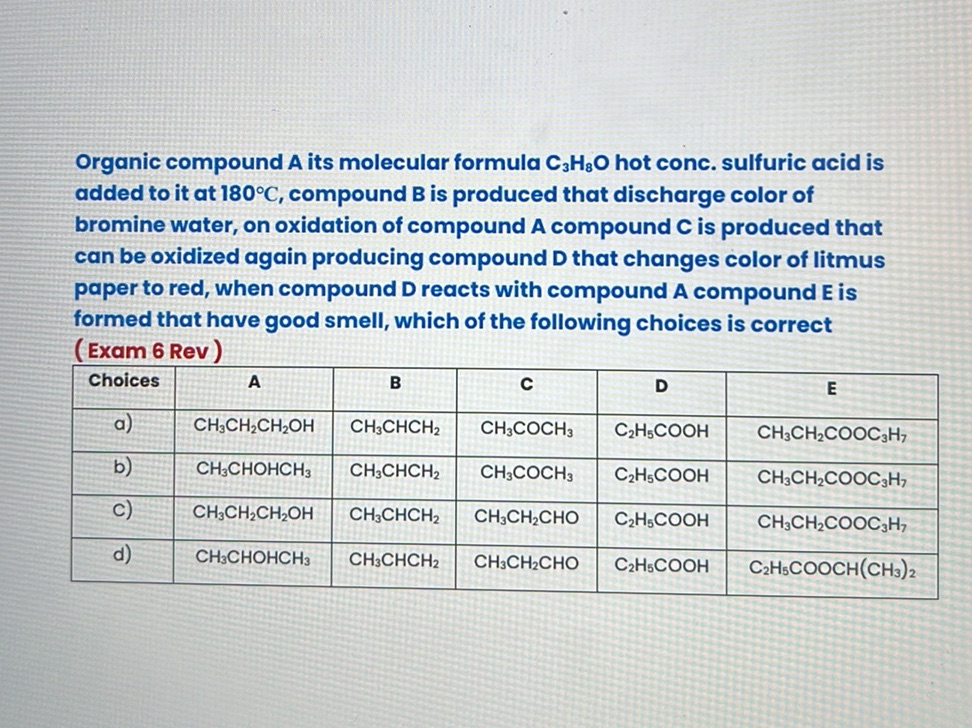Organic compound A its molecular formula | StudyX
