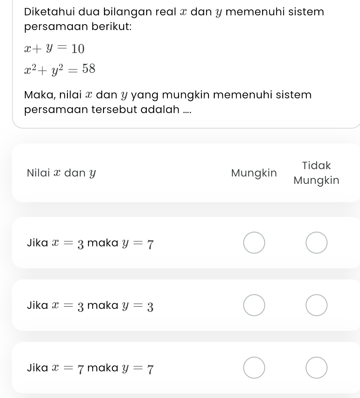 Diketahui dua bilangan real $x$ dan $y$ | StudyX