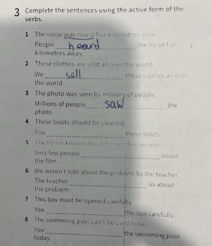 3 Complete the sentences using the active | StudyX