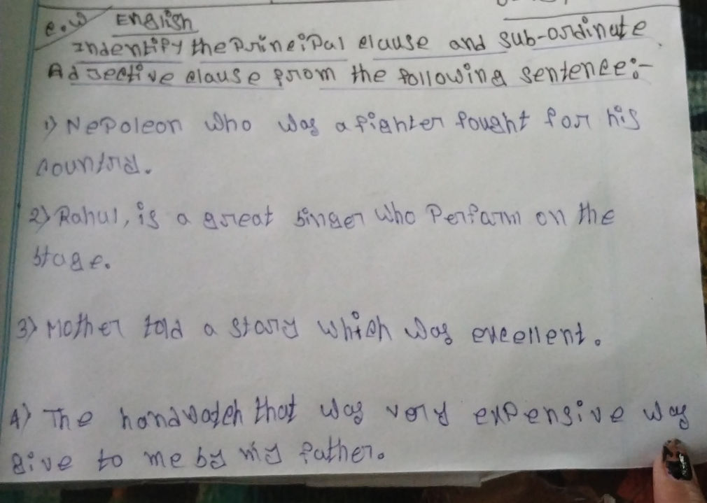 Identify the Principal clause and | StudyX