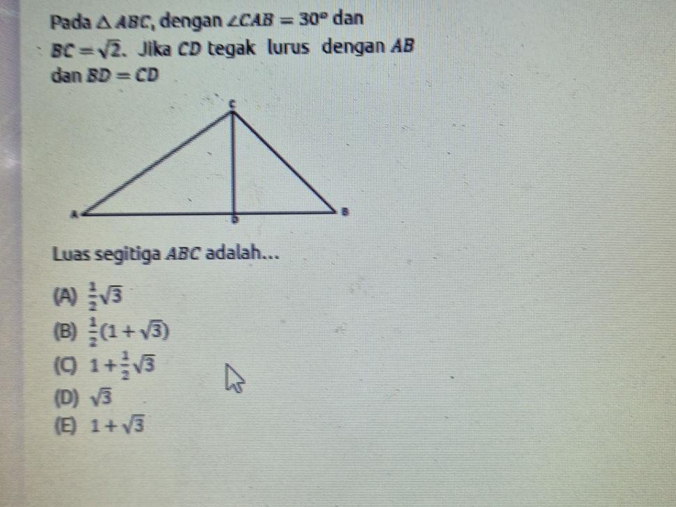 Pada $ ABC$, dengan $ CAB = 30^o$ dan $BC | StudyX