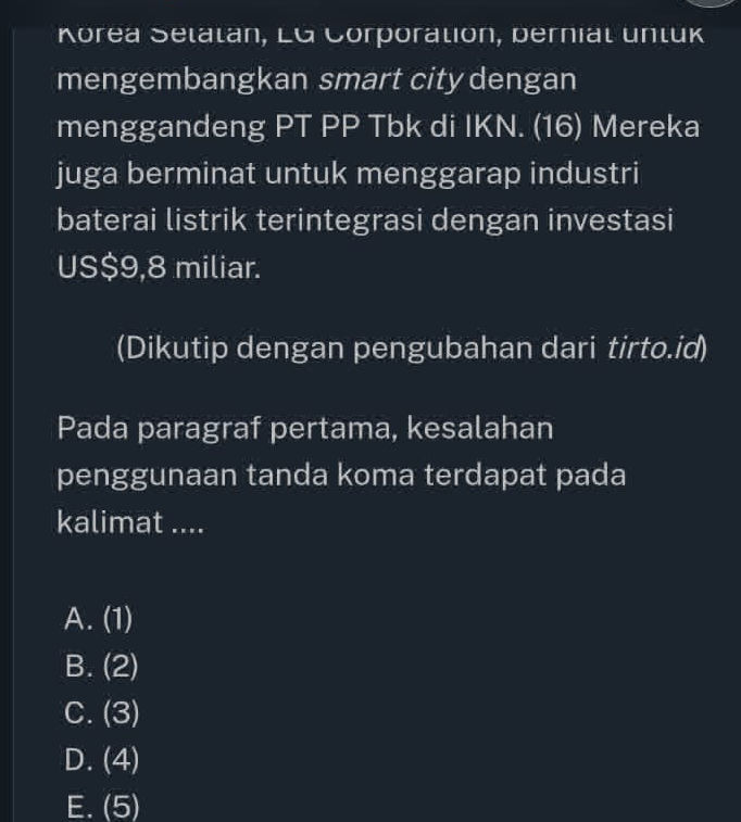 Pada paragraf pertama, kesalahan penggunaan | StudyX