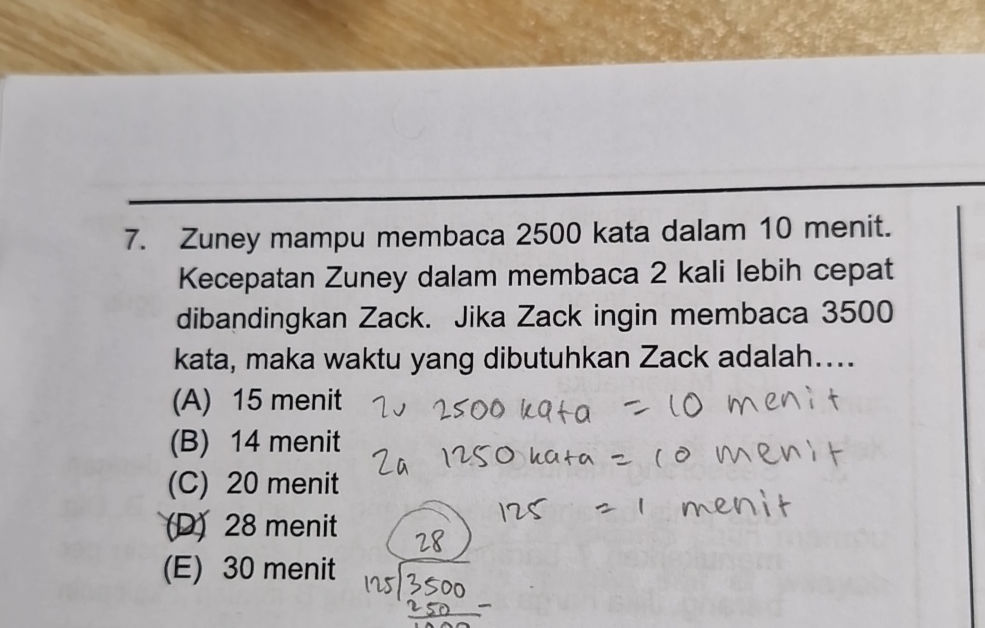 7. Zuney mampu membaca 2500 kata dalam 10 | StudyX