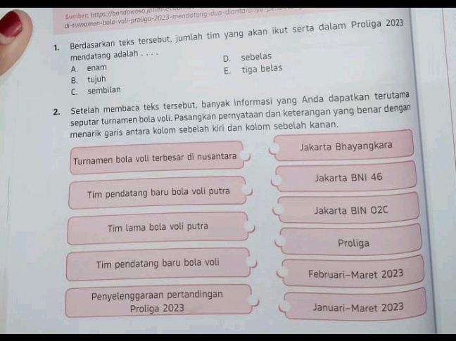 1. Berdasarkan teks tersebut, jumlah tim | StudyX