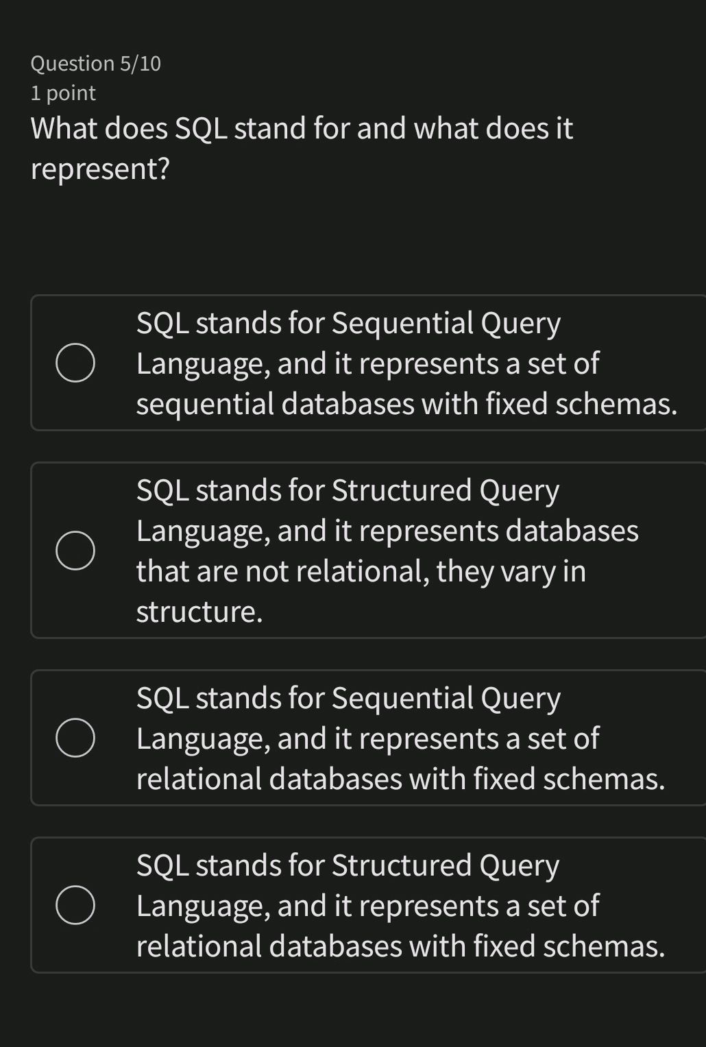 What does SQL stand for and what does it | StudyX