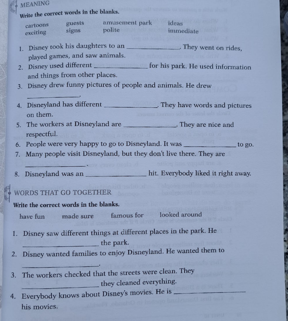 Write the correct words in the blanks. | StudyX