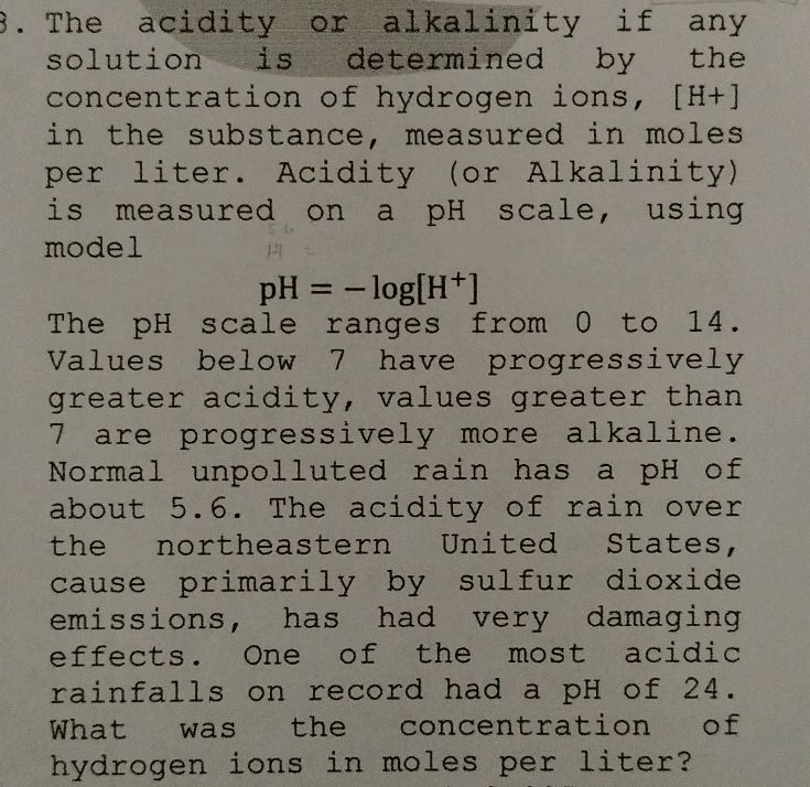 The acidity or alkalinity if any solution is | StudyX