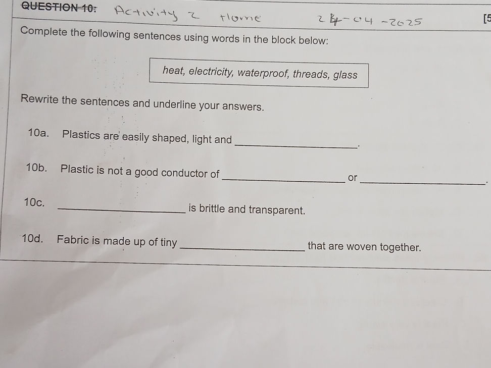 Complete the following sentences using words | StudyX