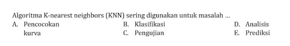 Algoritma K-nearest neighbors (KNN) sering | StudyX
