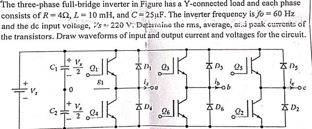 The three-phase full-bridge inverter in | StudyX