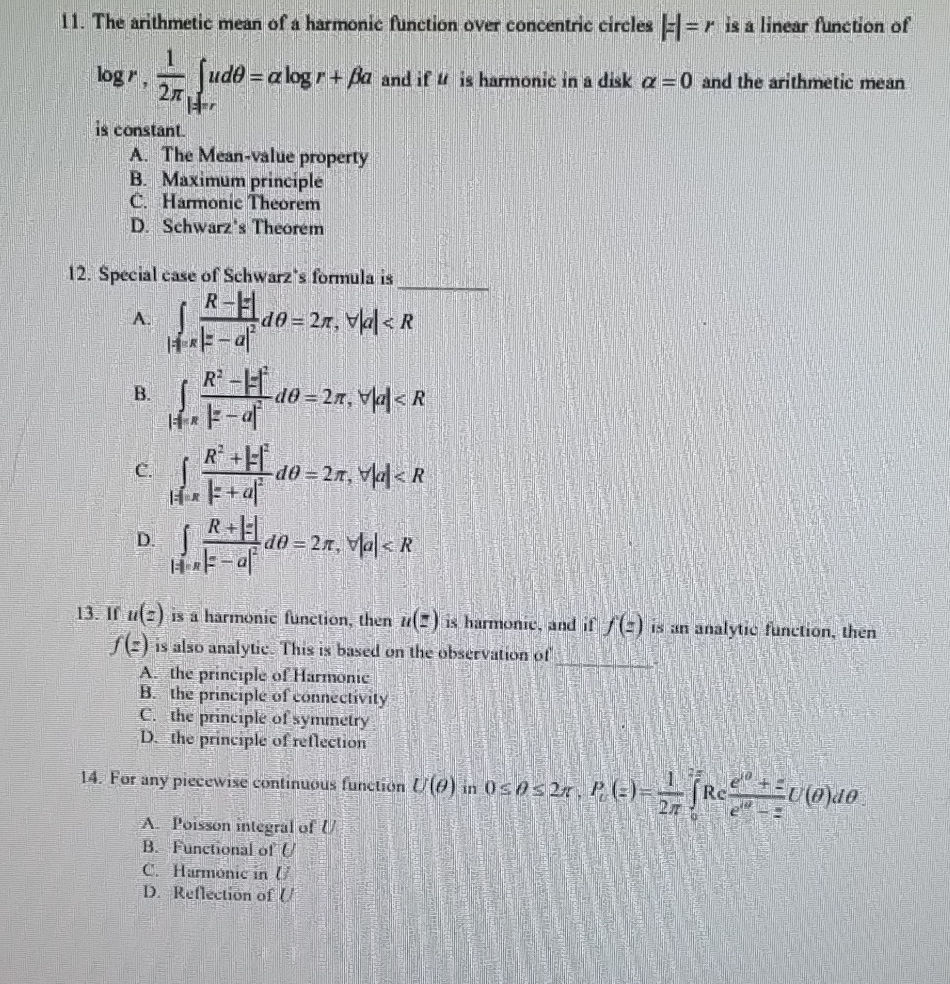 11. The arithmetic mean of a harmonic | StudyX