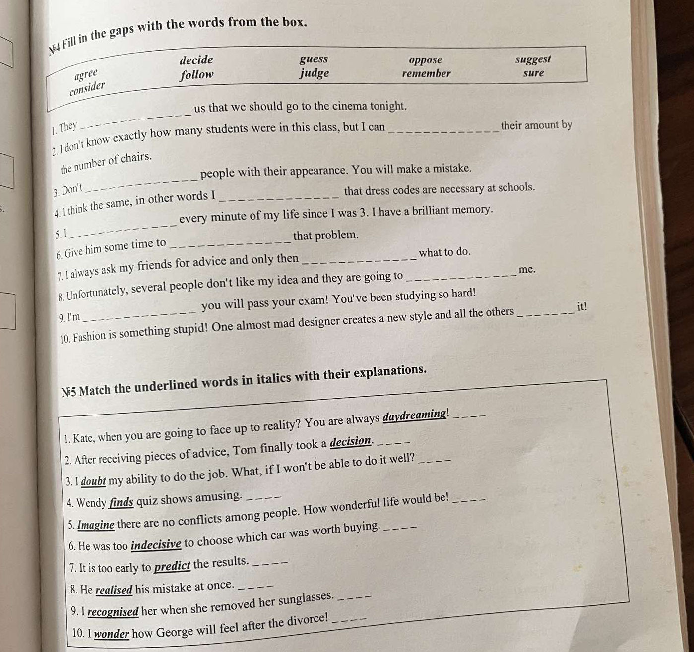 Nº4 Fill in the gaps with the words from the | StudyX