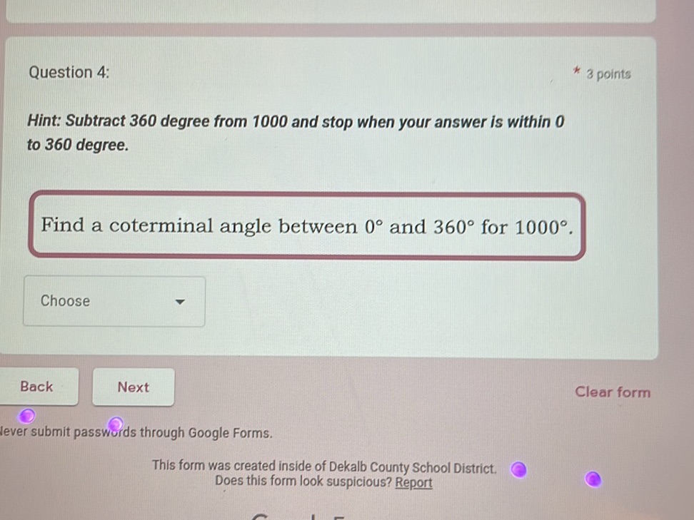 Find a coterminal angle between 0° and 360° | StudyX