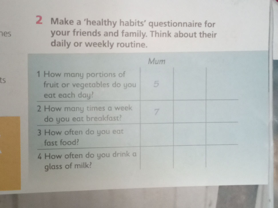 Make a 'healthy habits' questionnaire for | StudyX