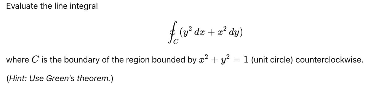 Evaluate the line integral $_C (y^2 dx + | StudyX